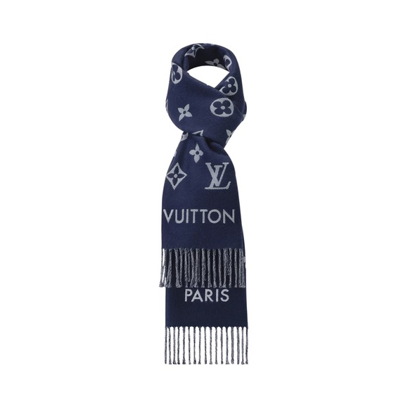 Louis Vuitton | Accessories | Louis Vuitton Dark Blue Monogrammed Scarf ...